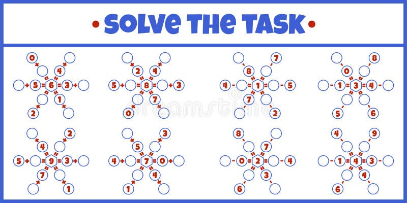 Set of Solve the Task. Mathematical Puzzle Game Stock Vector ...