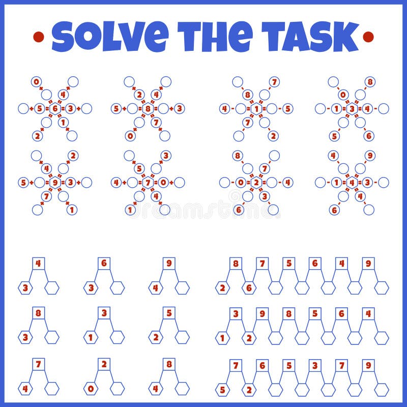 Set of Solve the Task. Mathematical Puzzle Game Stock Vector ...
