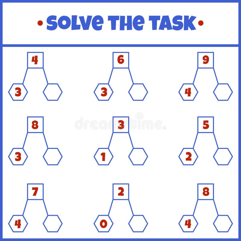 Mathematical Puzzle Game. Solve the Task. Worksheet Stock Vector ...