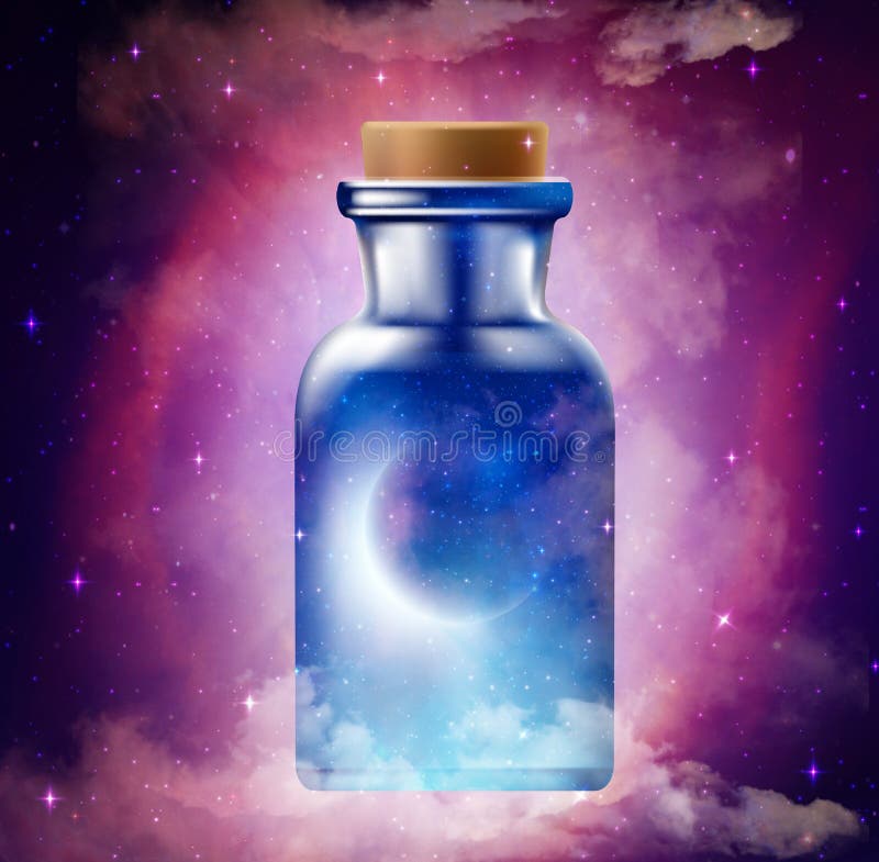 Moon in a Jar, Magic Jar with Sweet Dreams Stock Image - Image of ...