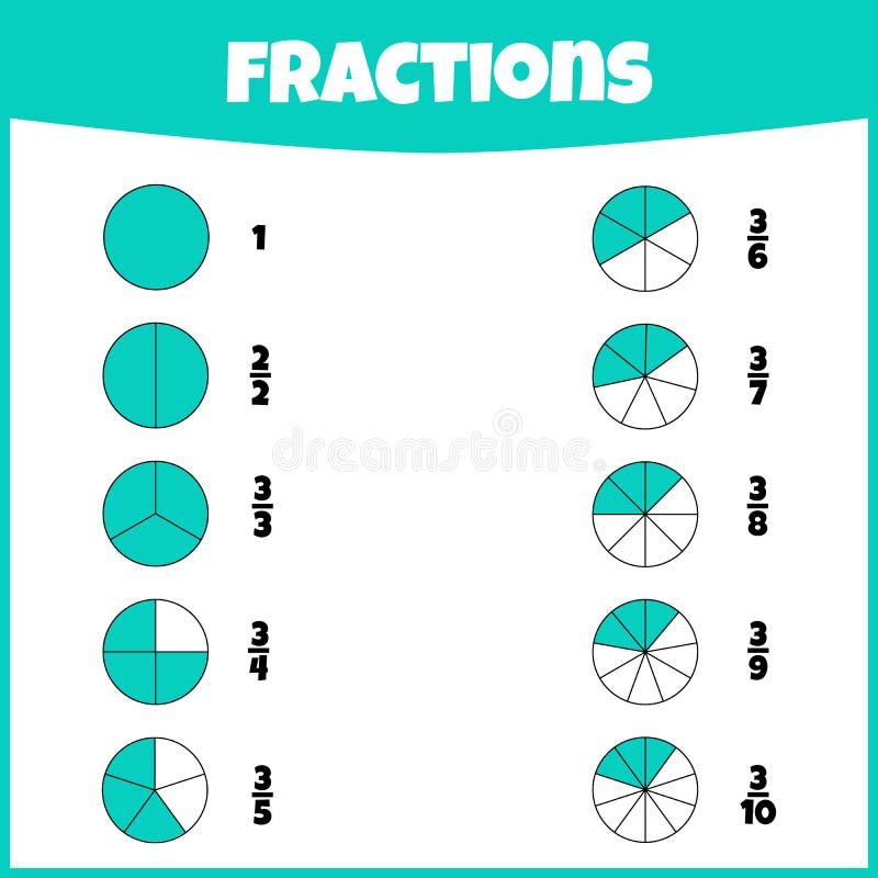 Fractions. Fraction Mathematics. Circle Segments Set Stock Vector ...
