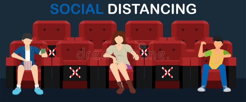 Example of Sitting in a Social Distance in the Cinema. Stock Vector ...