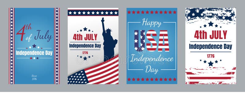 USA Independence Day Cards. Set of Independence Day Cards Stock Vector ...