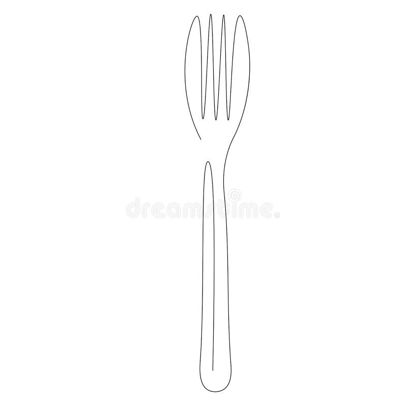 Fork Silhouette Line Drawing on White Stock Illustration - Illustration ...