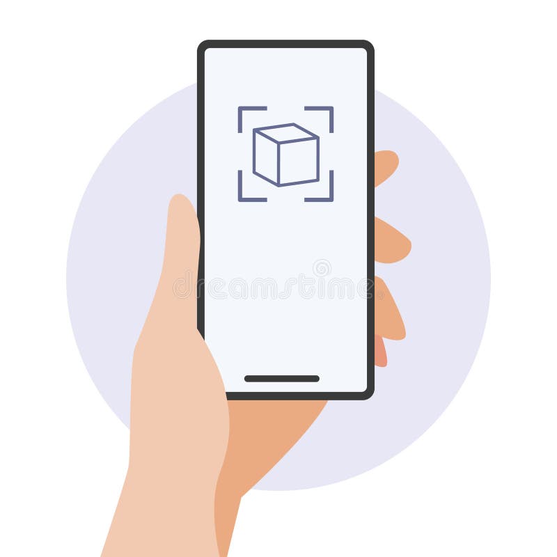 Hand Holding Smartphone with Augmented Reality Scan Concept. Stock ...