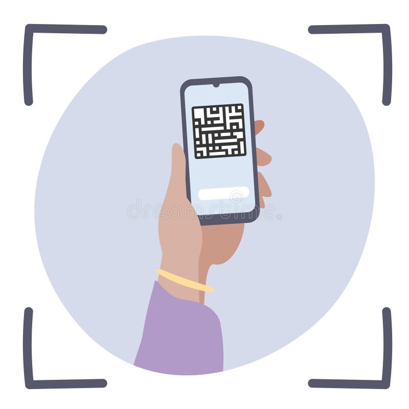 Hand Holding Smartphone with Qr Code Scan Symbol. Stock Vector ...