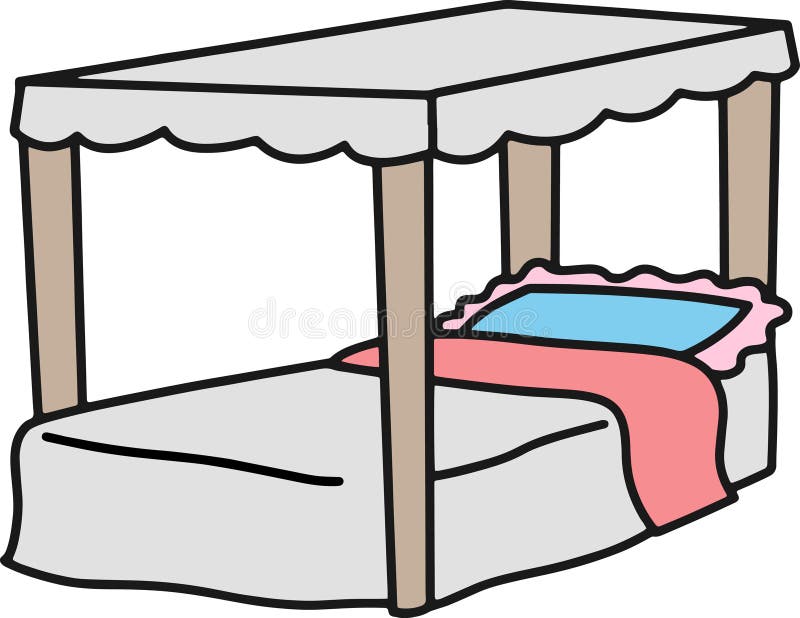 Cartoon Bed Illustration on White Stock Vector - Illustration of home ...