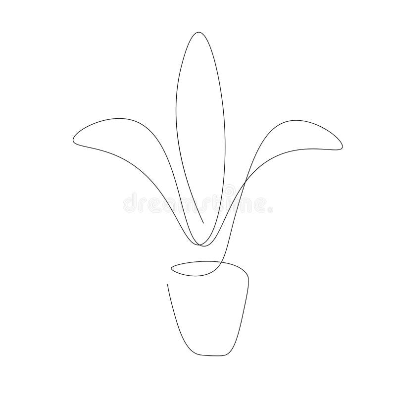 Plant in Pot One Line Drawing, Vector Illustration Stock Vector ...