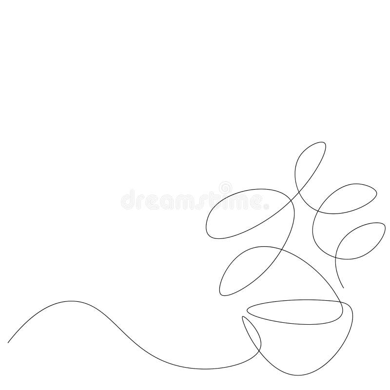 Plant in Pot One Line Drawing Vector Stock Vector - Illustration of ...