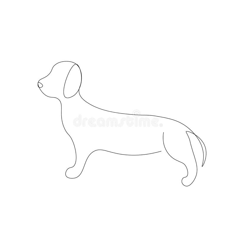 Dog Animal Line Drawing on White Stock Illustration - Illustration of ...
