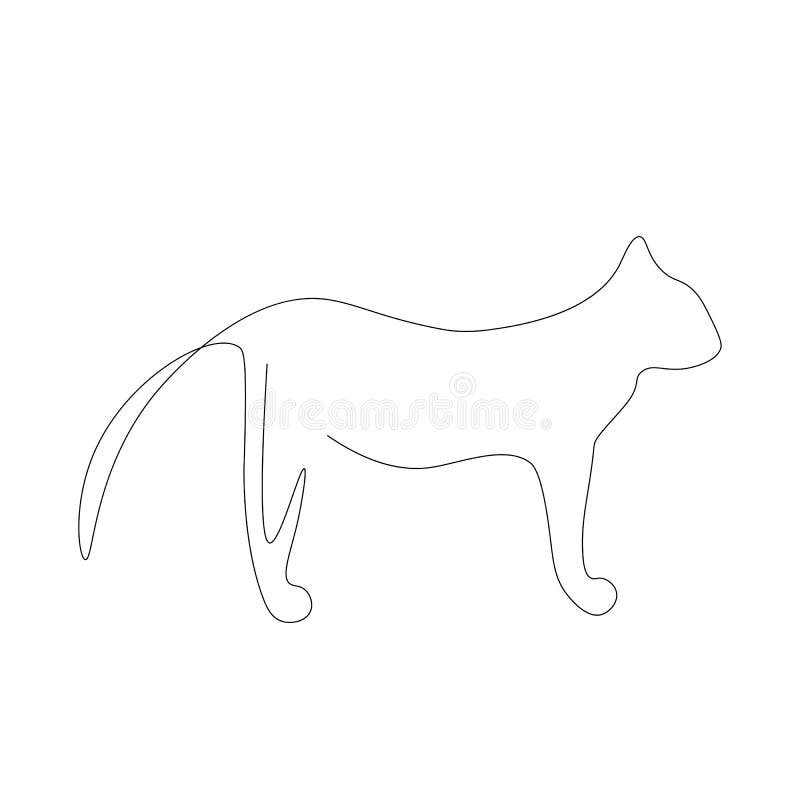 Cat Animal on White Background Line Draw Stock Illustration ...