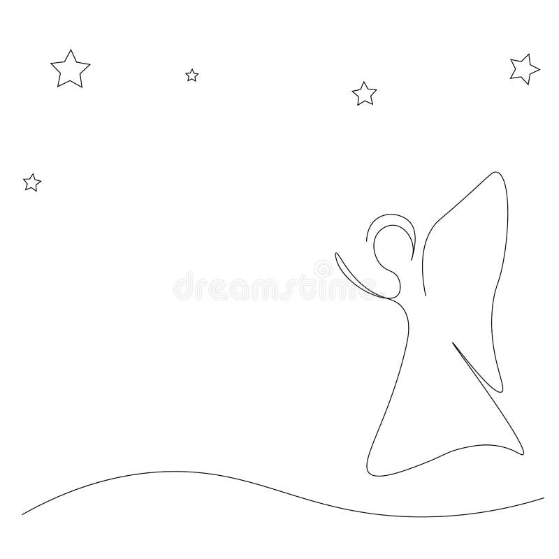 Simple Angel Outline Drawing Angel Outline Stock Illustrations,