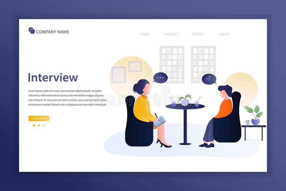 Illustration Vector Job Interview Landing Page Stock Vector ...