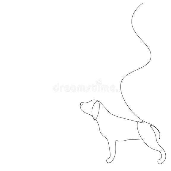 Ute Dog on White Background Line Draw Stock Illustration - Illustration ...