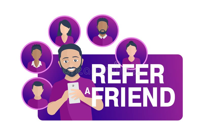 Refer a Friend - Referral Creative Circular Banner Stock Vector ...
