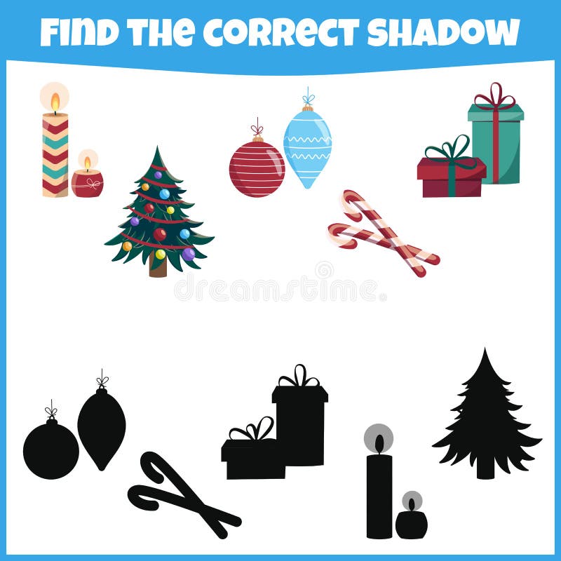 Find the Correct Shadow. Christmas Stock Vector - Illustration of ...