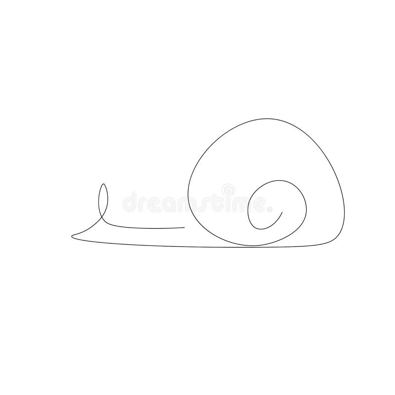 Snail One Line Drawing on White Stock Illustration - Illustration of ...