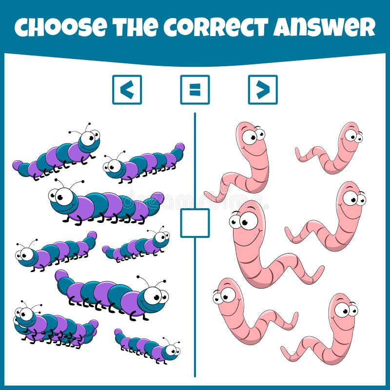 More less or Equal. Compare the Number. Counting Game Stock Vector ...