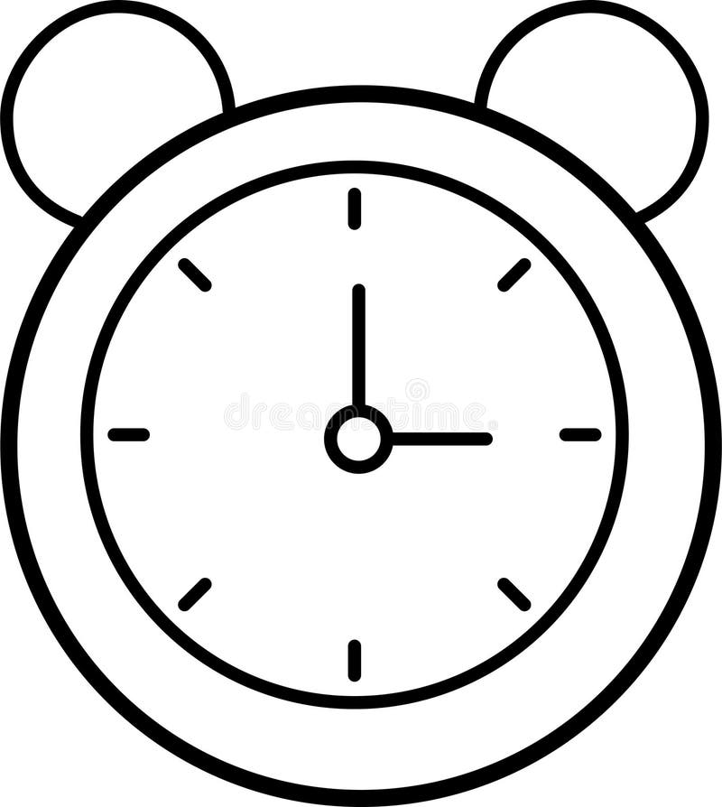 Alarm Clock Icon Simple Flat Style Outline Illustration. Stock ...