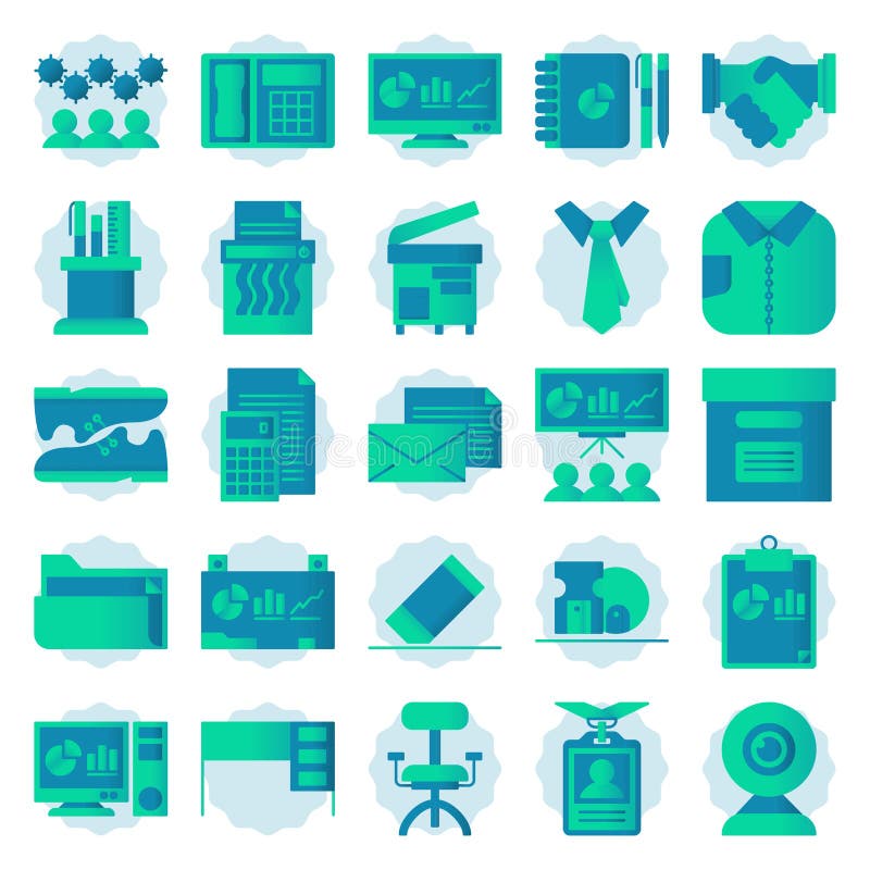Set Icons Office Full Color Smooth Stock Vector - Illustration of file ...