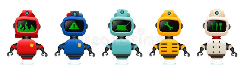 Smart Robots with Professions. Stock Vector - Illustration of engineer ...