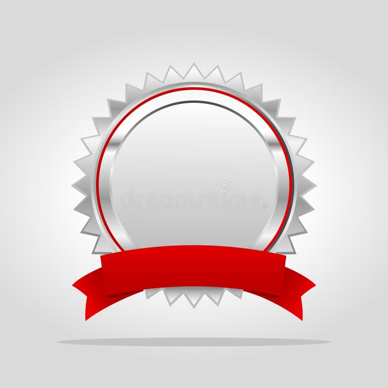 Metallic Quality Badge with Red Ribbon Label. Stock Vector ...