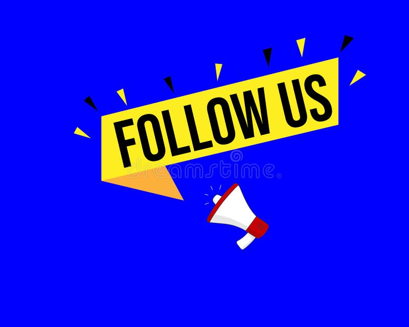Follow Us Speech Bubble on Blue Background. Stock Vector - Illustration ...