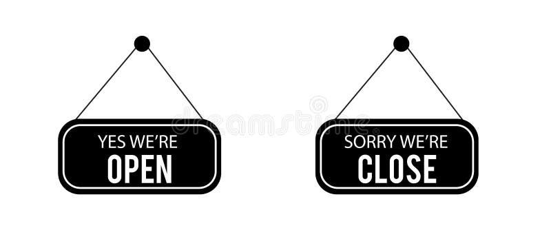 Open and Closed Blue Sign with Shadow Isolated Stock Illustration ...
