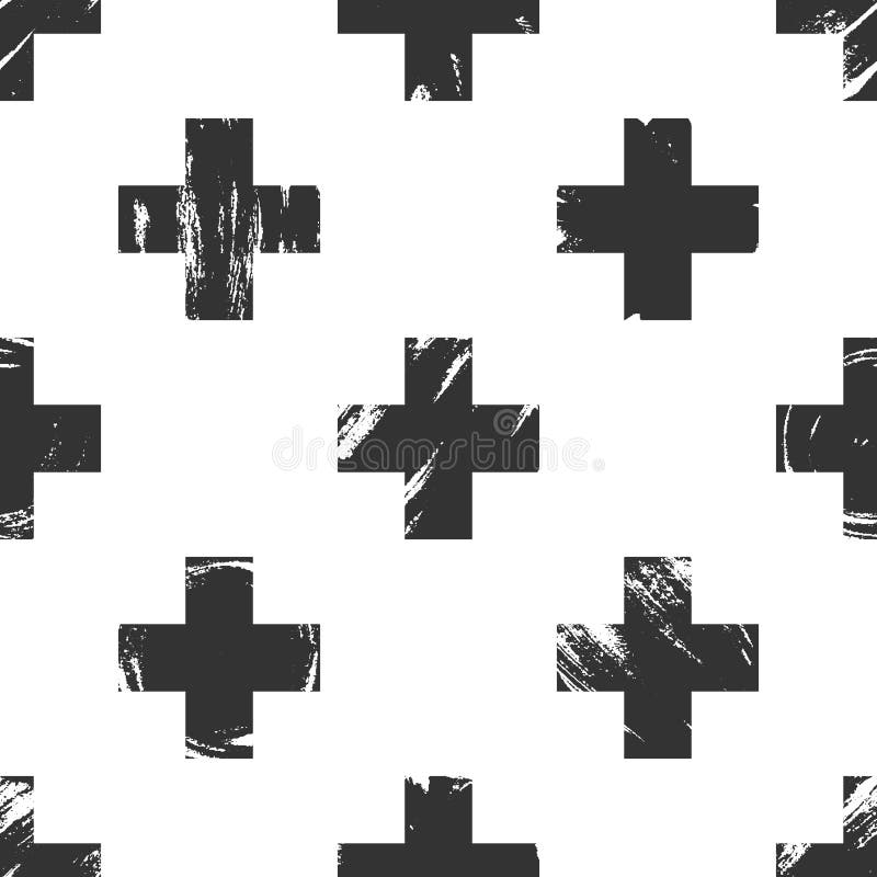 Hand Drawn Seamless Pattern with Black Cross. Stock Vector ...