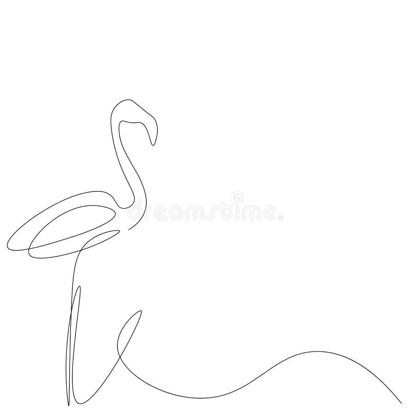 Flamingo Bird Line Drawing. Vector Stock Vector - Illustration of ...