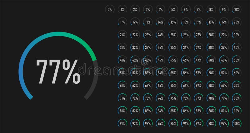 Loading Circles from 0 To 100 Percent. Stock Vector - Illustration of ...