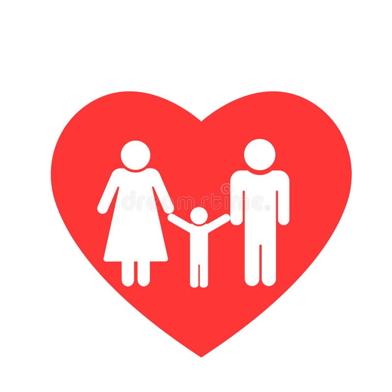 Family in Red Heart, Icon Design. Family Care Concept Stock ...