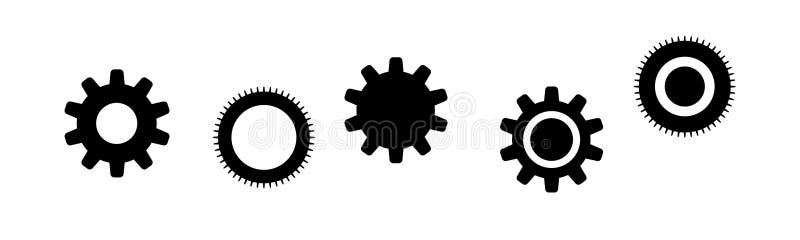 Gear Wheel Icon Set. Simple Gear Wheel Collection Stock Illustration ...