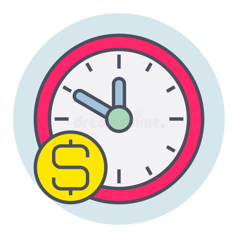 Filled Color Outline Icon for Time is Money. Stock Vector ...