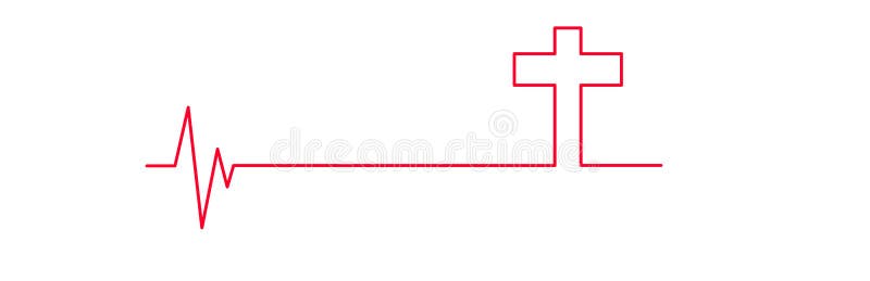 Heartbeat Icon with Christian Cross.Heart Rate with a Christian Cross ...