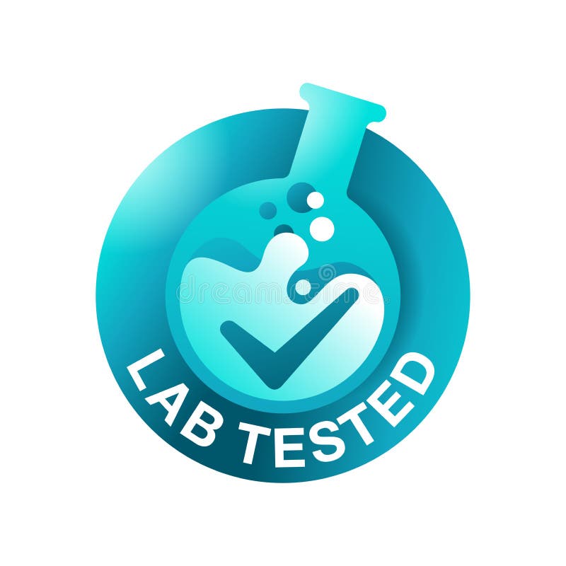 Lab Tested 3D Stamp with Check Mark and Lab Flask Stock Vector ...