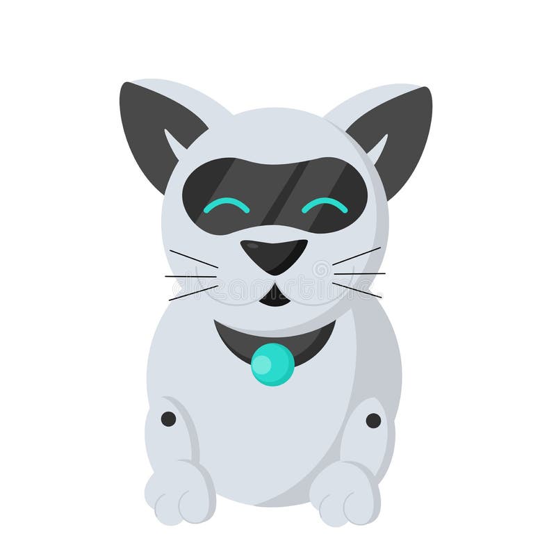 Cute Robot Cat Lies in Rest Mode and Purrs. Technological Robot ...