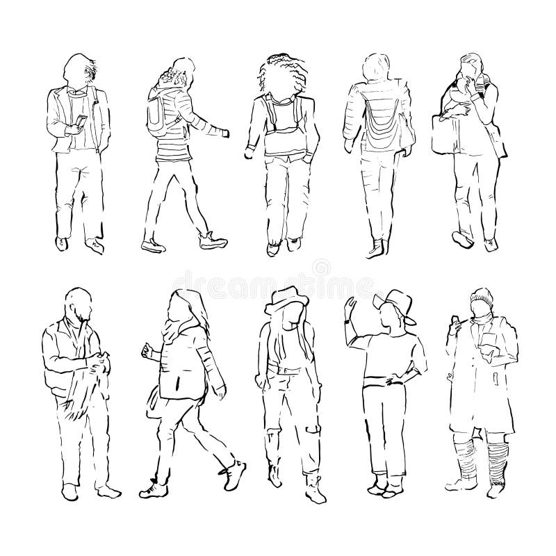 Sketch of the Silhouette of People Stock Vector - Illustration of ...