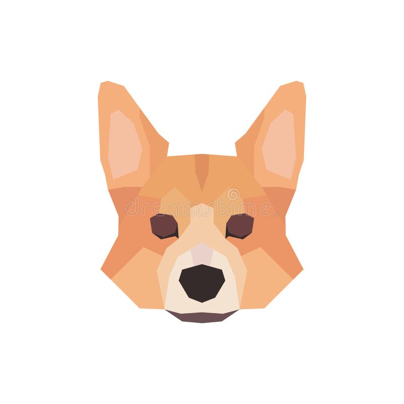 Low poly Welsh Corgi head stock vector. Illustration of icon - 198912639