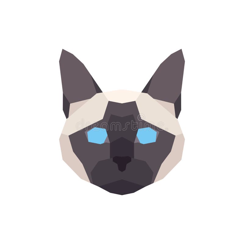 Low poly Siamese cat head stock vector. Illustration of icon - 198912647