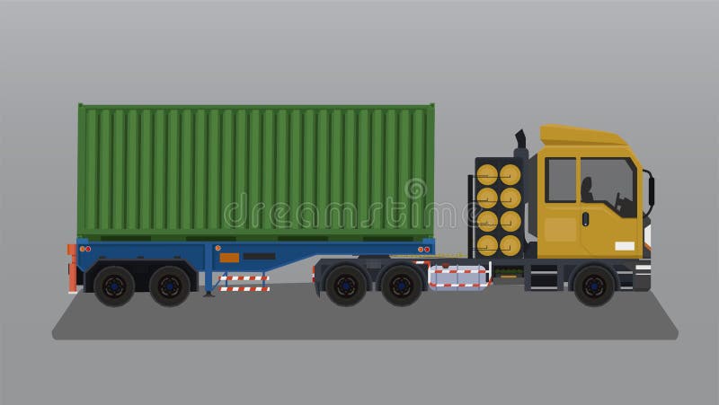 Side View of Cargo Container Truck on Gray Background. Stock Vector ...