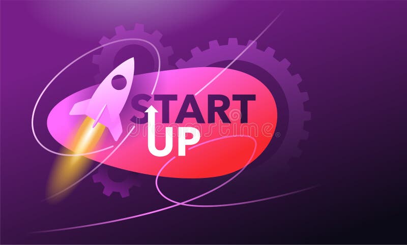 Startup Banner - Slogan on Neon Background Stock Vector - Illustration ...