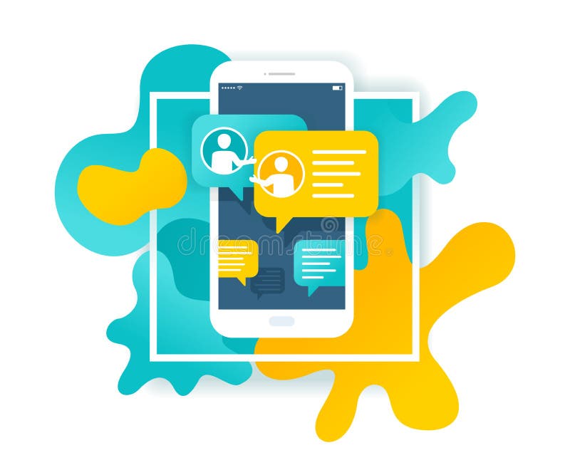 Smart Phone with Dialog Boxes and People Avatars Stock Vector ...