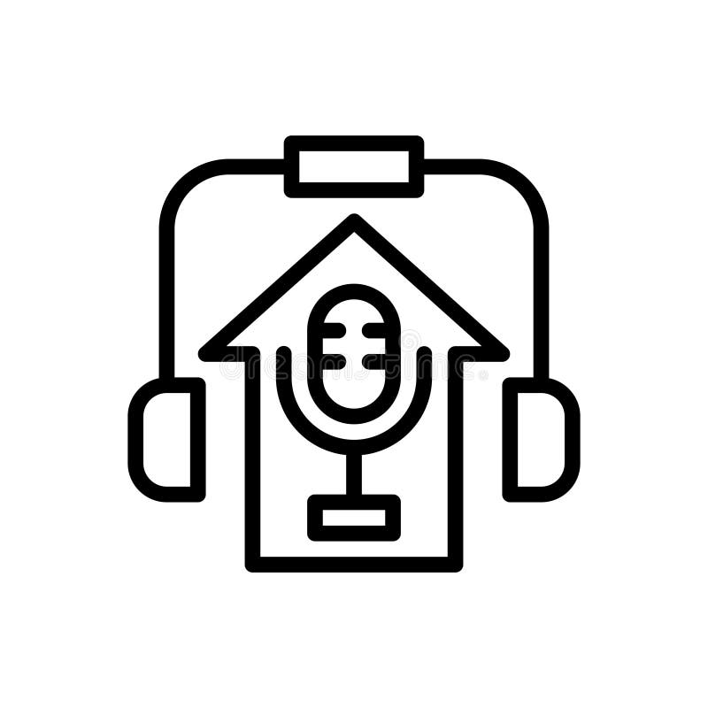 Line Style Icon of Home Podcast Stock Vector - Illustration of graphic ...