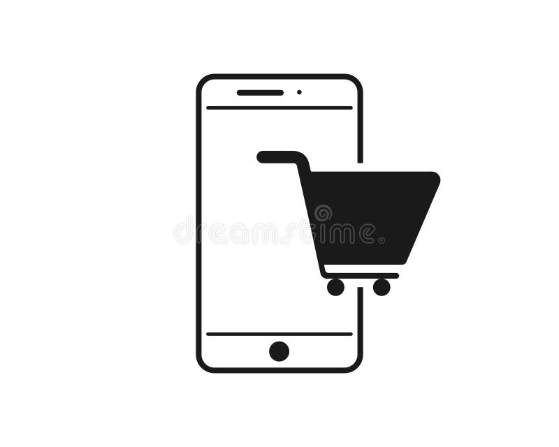 Vector Buy Shop Cart Purchase with Mobile Phone Checkout Icon - Trolly ...