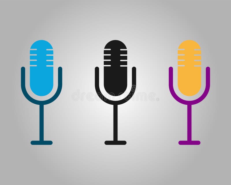 Set of Microphone Mic Sound Icon Symbol Flat Vector Design Stock Vector ...
