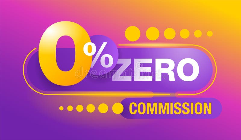 Zero Percent Commission Banner in Neon Decoration Stock Vector ...