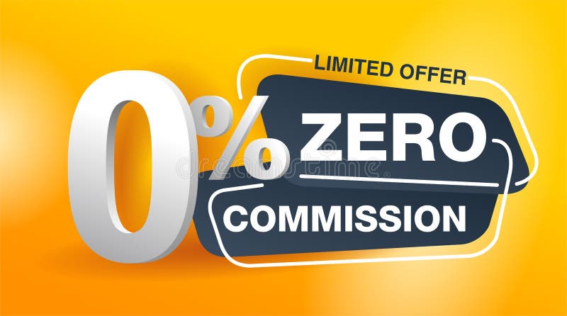 Zero Commission Offer Banner in Yellow and Gray Stock Vector ...