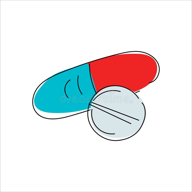 Hand-drawn Vector Illustration of Medicines. Vitamins Tablet and ...