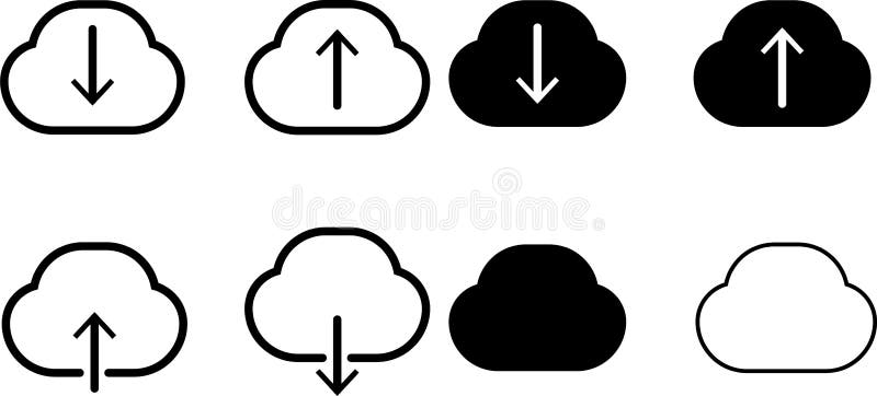 Cloud Download Files Icons Vector Set Symbol Vector Sign Isolated on ...